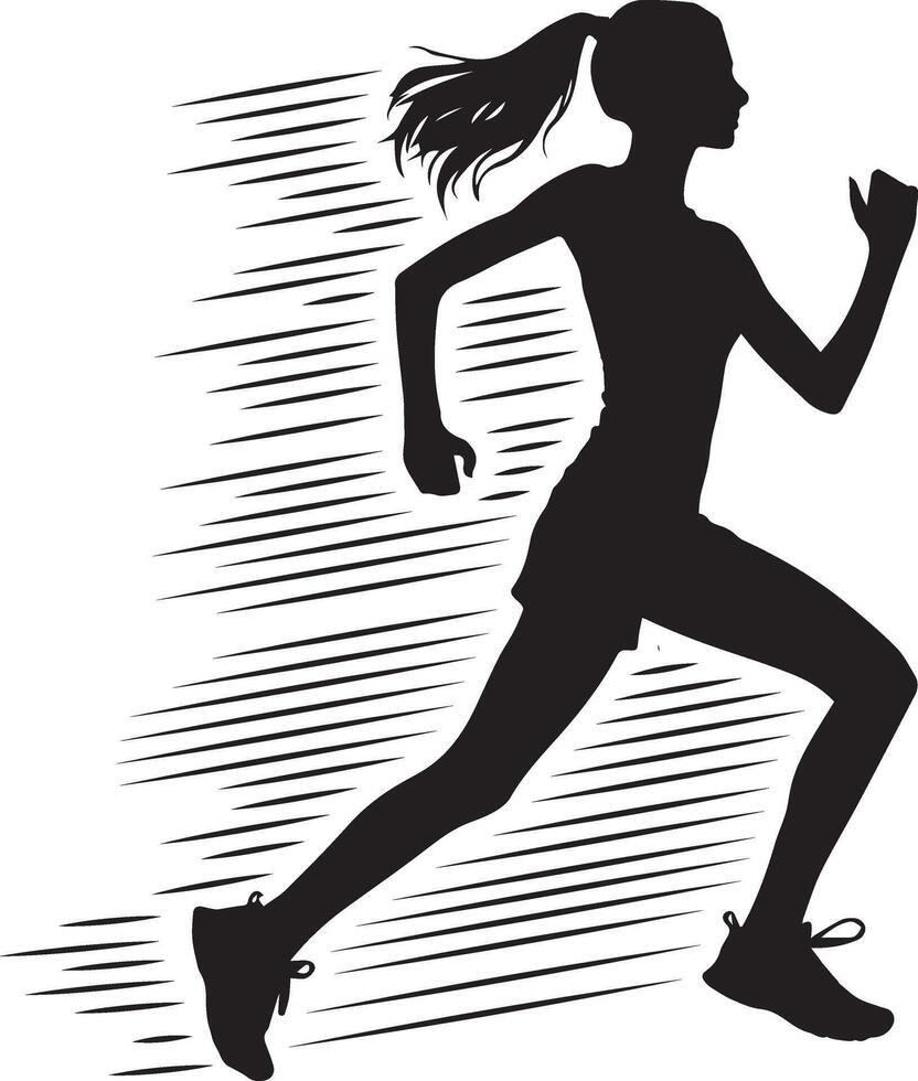 Black and White Running Woman Silhouette 55856139 Vector Art at Vecteezy