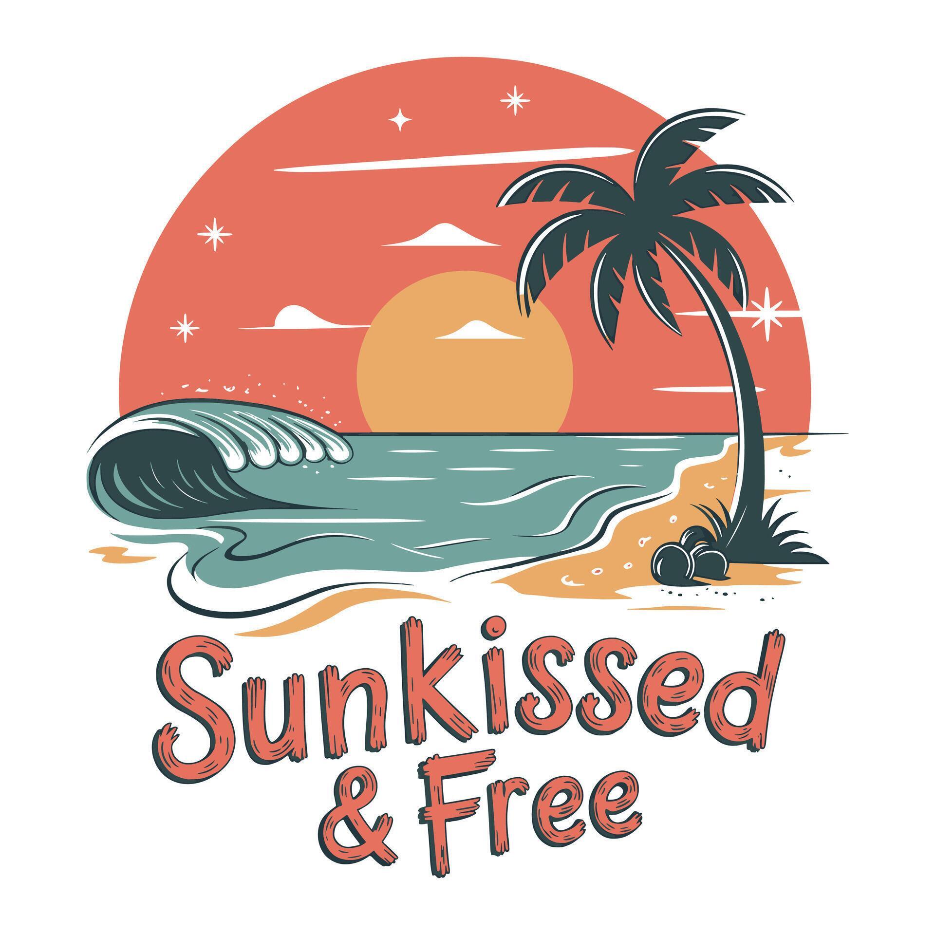 Sunkissed and Free T Shirt Design Tropical Beach 55864868 Vector Art at Vecteezy