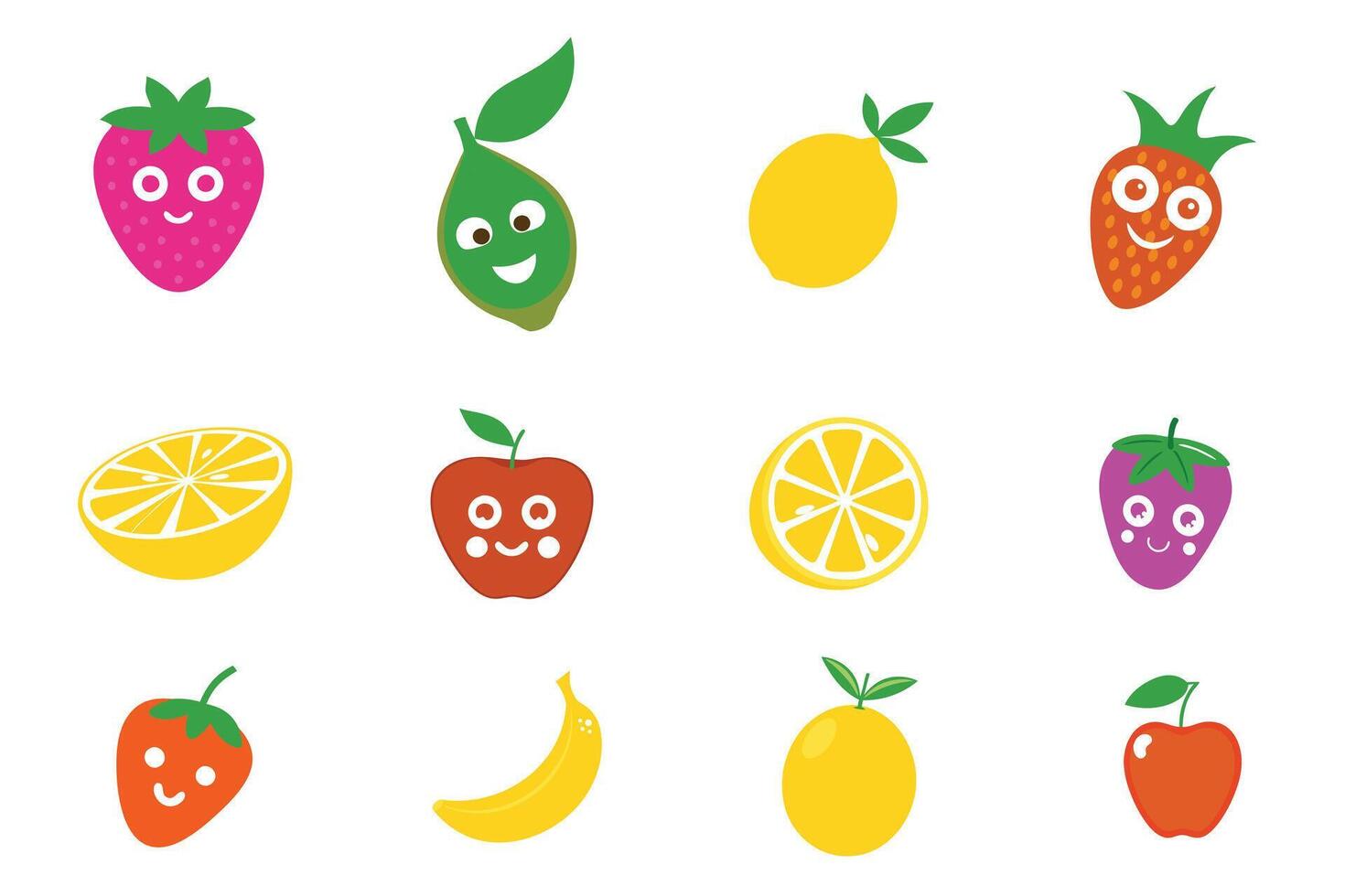 Fruity Fun Cute Fruit Clipart Bundle 55864889 Vector Art at Vecteezy