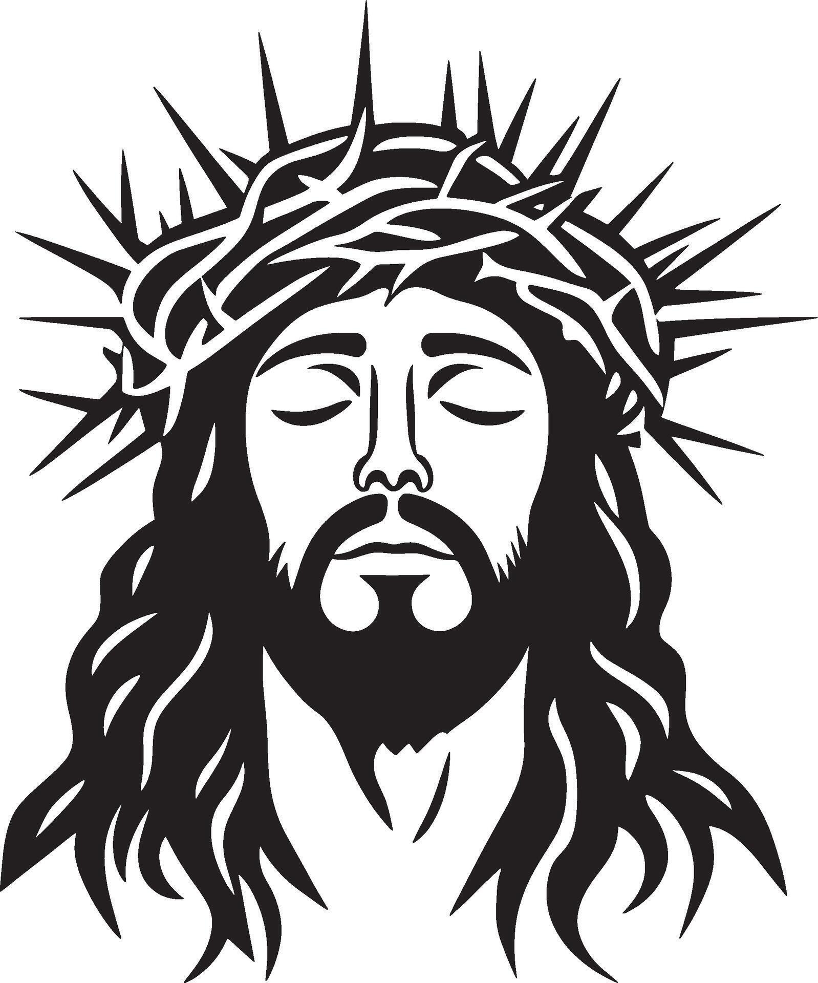 Jesus wearing a crown of thorns clean simple icon outline black ... Jesus wearing a crown of thorns clean simple icon outline black ...