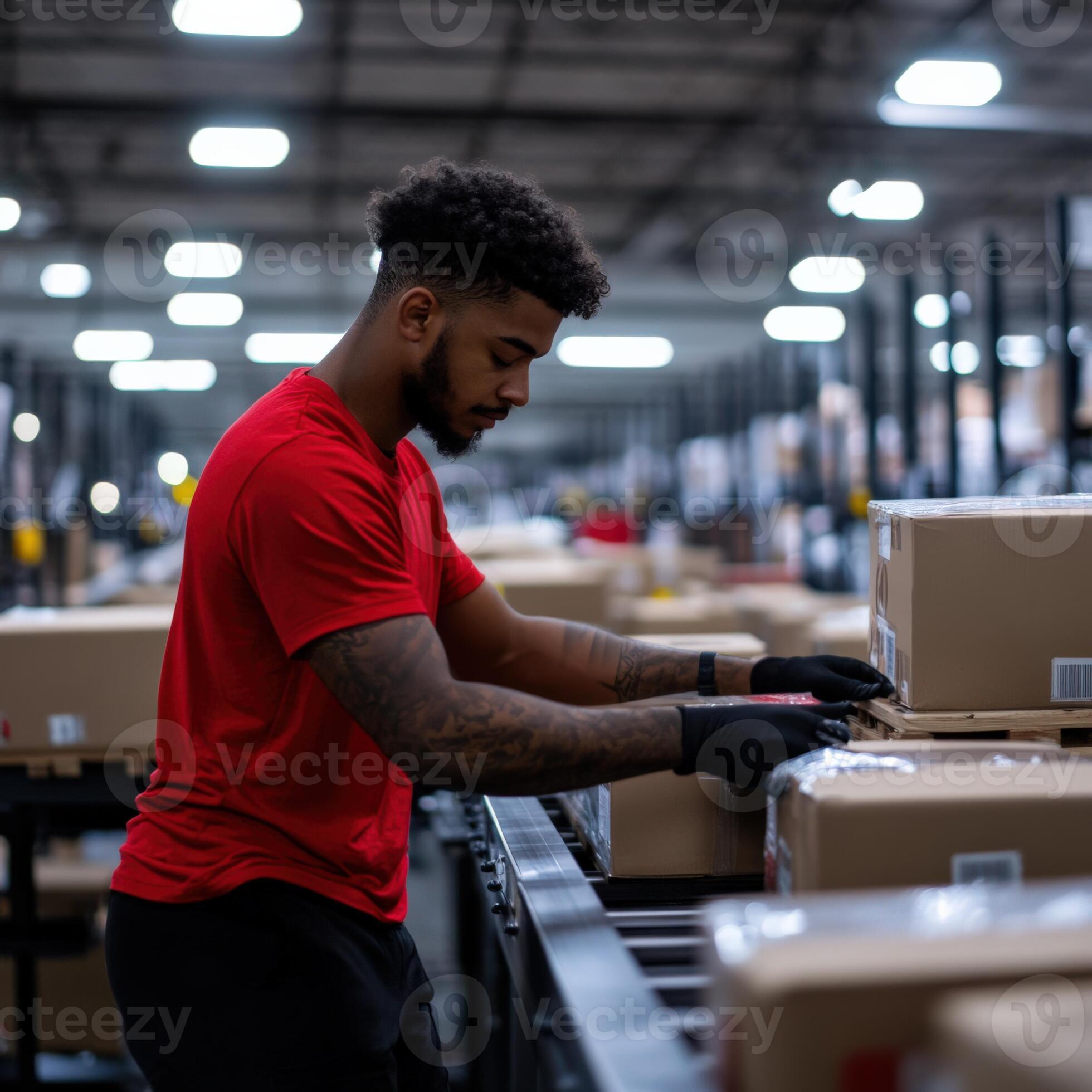 Warehouse worker organizing packages in a logistics center. 55879571 ... Warehouse worker organizing packages in a logistics center. 55879571 ...