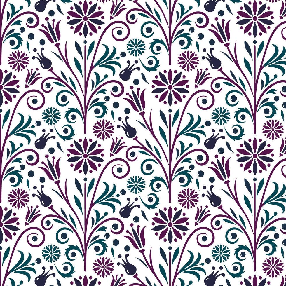 repeating flower pattern with intricate botanical elements for seamless ...