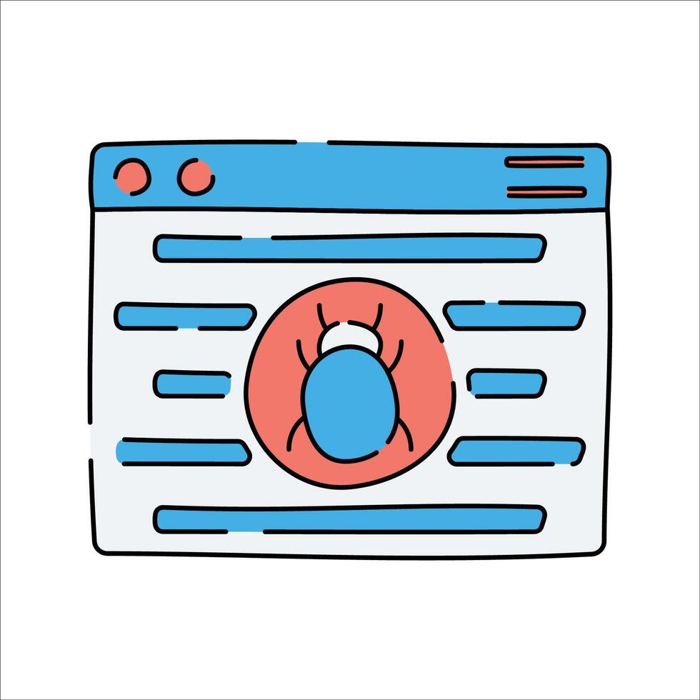 Cybersecurity Alert A Webpage With A Bug Icon Representing A Security