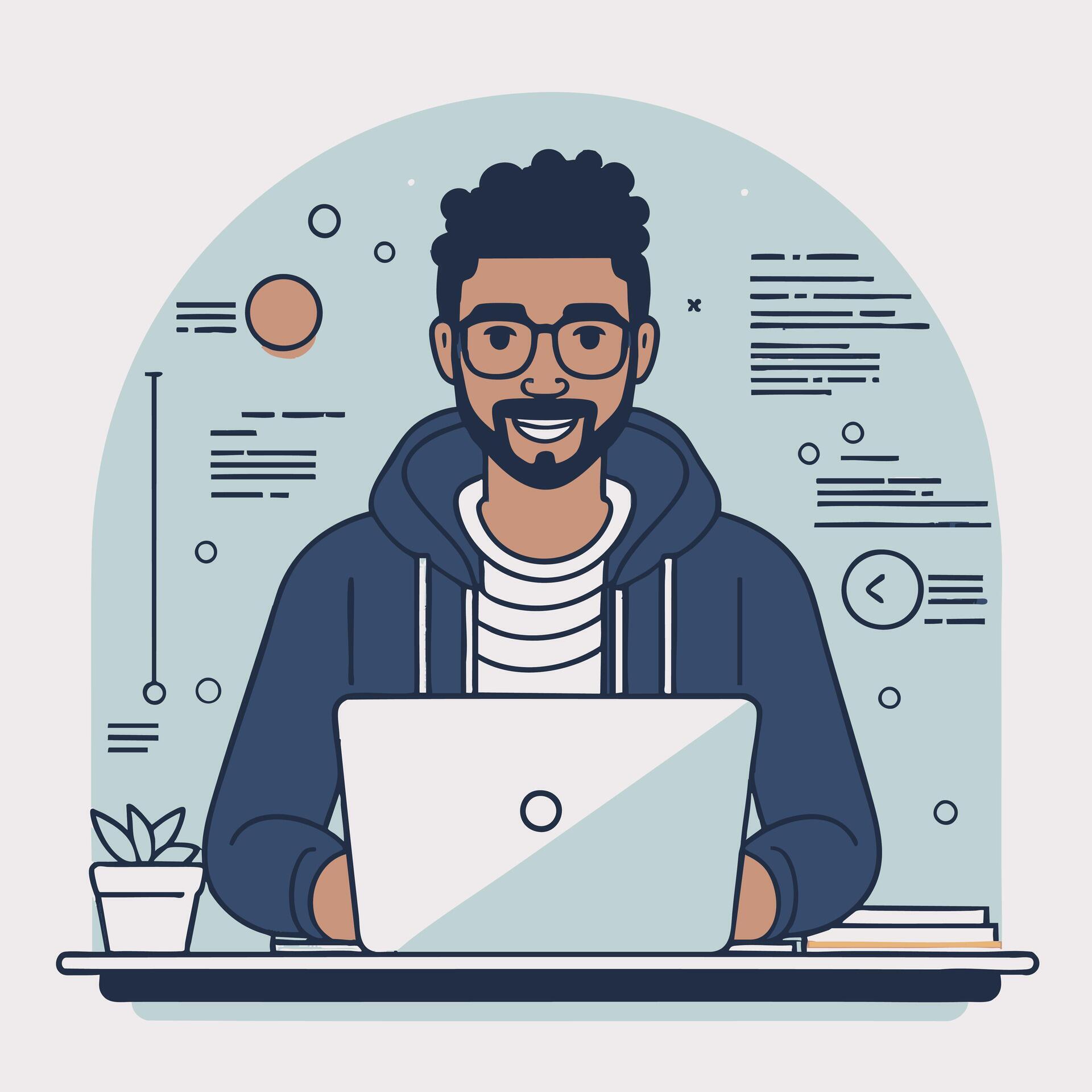 Line art illustration of a coder 55912591 Vector Art at Vecteezy