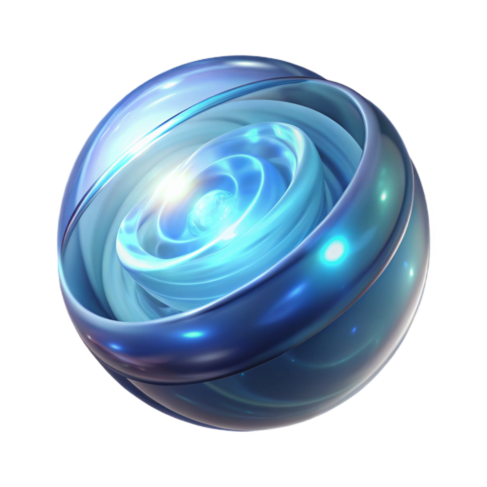 Abstract Swirling Blue Orb 3d Render Of A Glowing Concentric Sphere