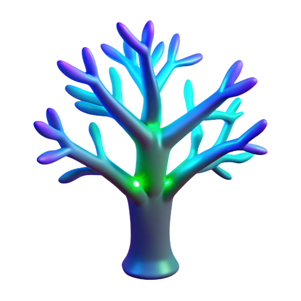 Abstract Glowing Tree 3d Render Of A Colorful Luminous Branching