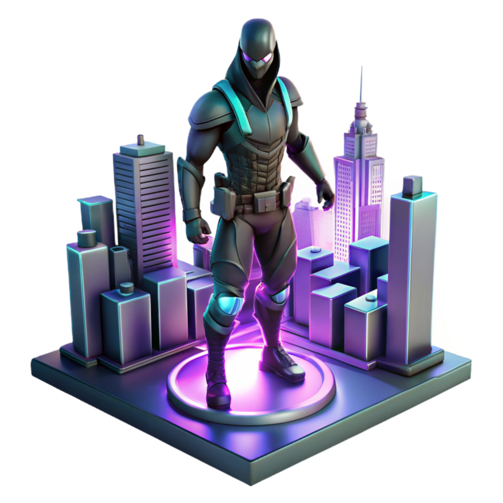 Urban Shadow Ops Futuristic Masked Superhero in Cityscape 55919106 PNG