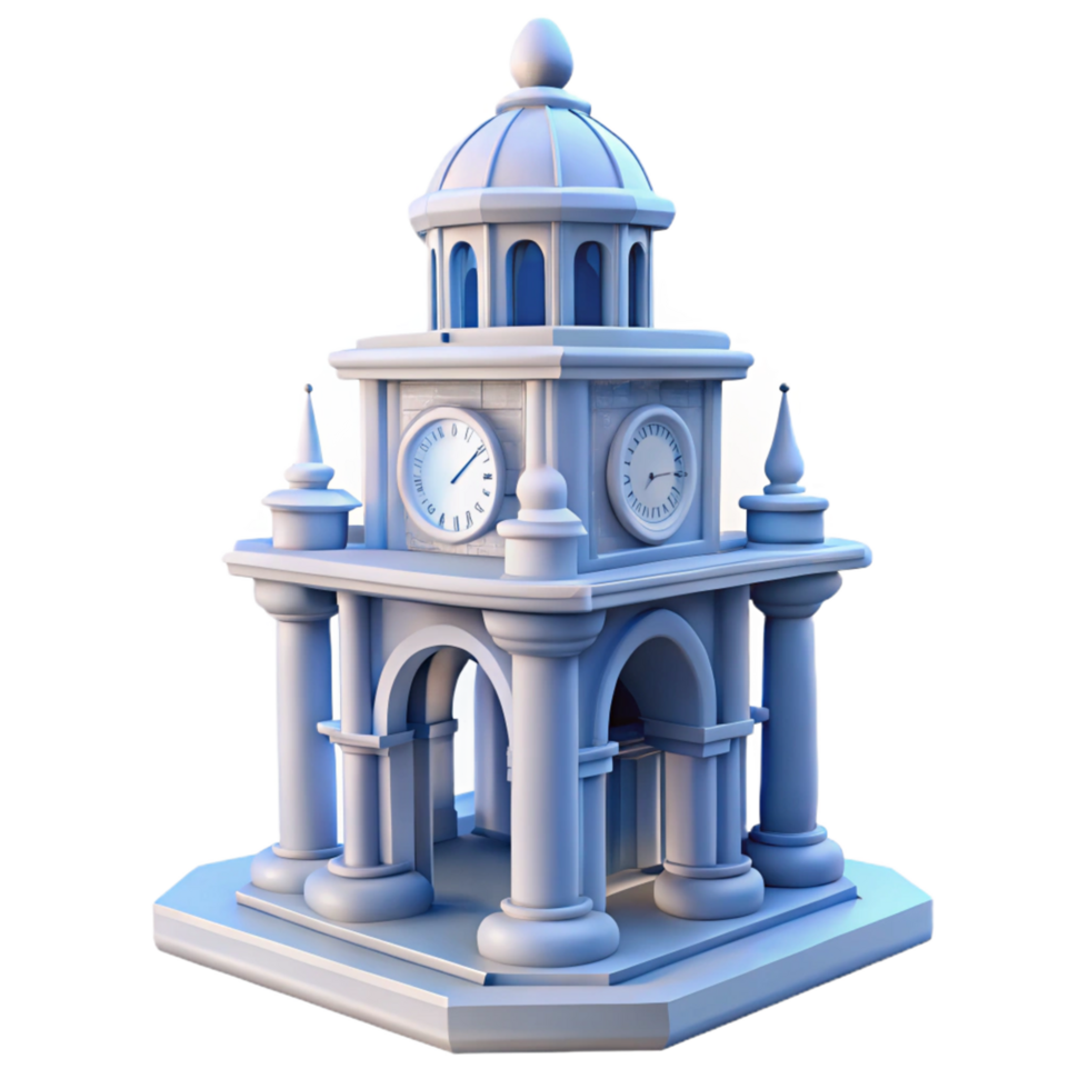 Architectural Model Classical Clock Tower With Columns And Dome