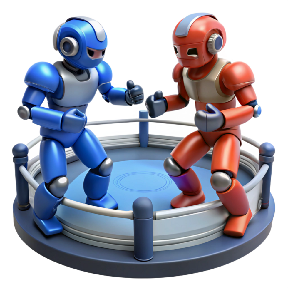 Robots in a Boxing Ring A 3D Render of a Robotic Showdown 55919318 PNG