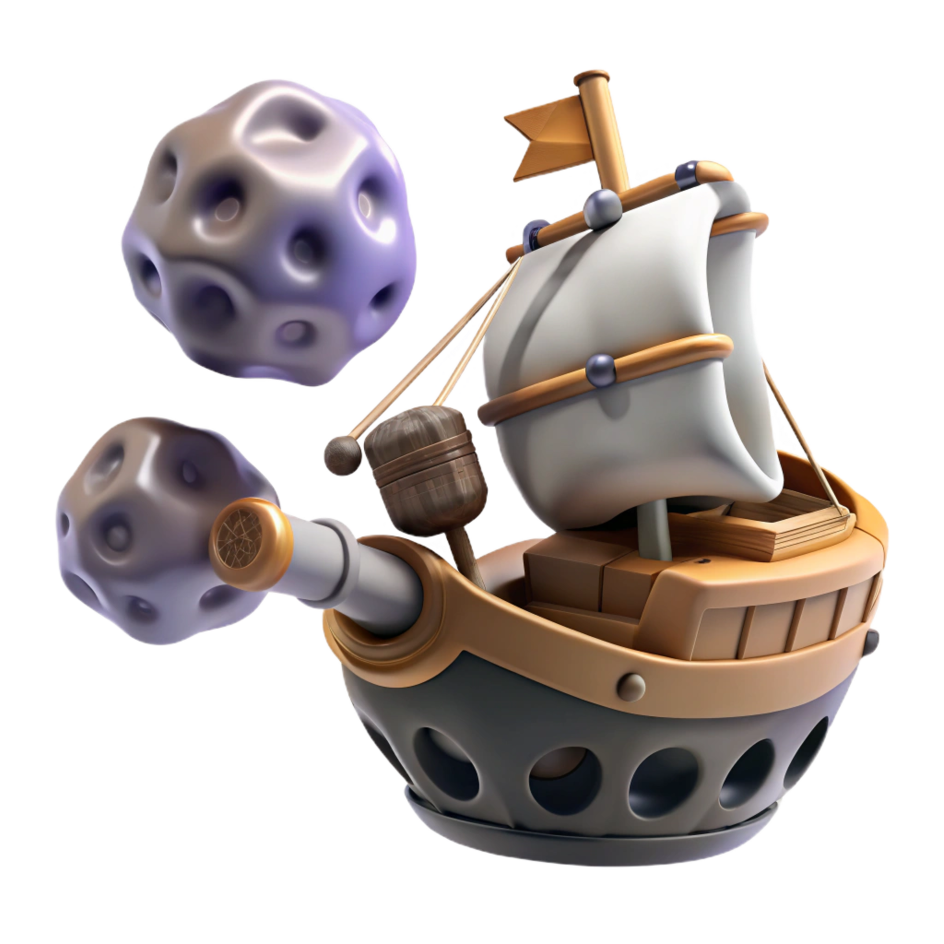 Asteroid Propelled Ship A 3D Render of a Unique Spacefaring Vessel 55920620 PNG