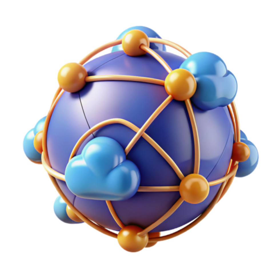 Global Network Illustration Orange And Blue Cloud Computing Connections
