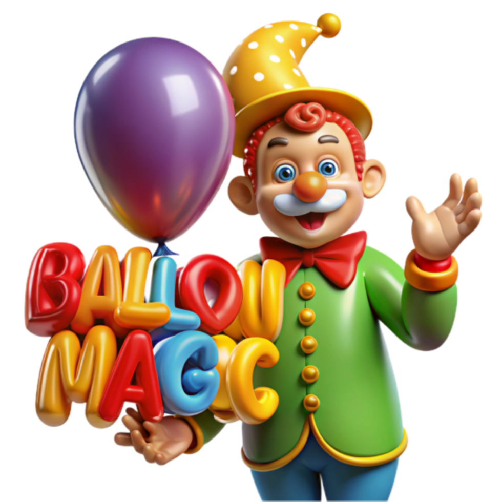 globo magia 3d ilustración un alegre payaso con vistoso globos 55920796 PNG