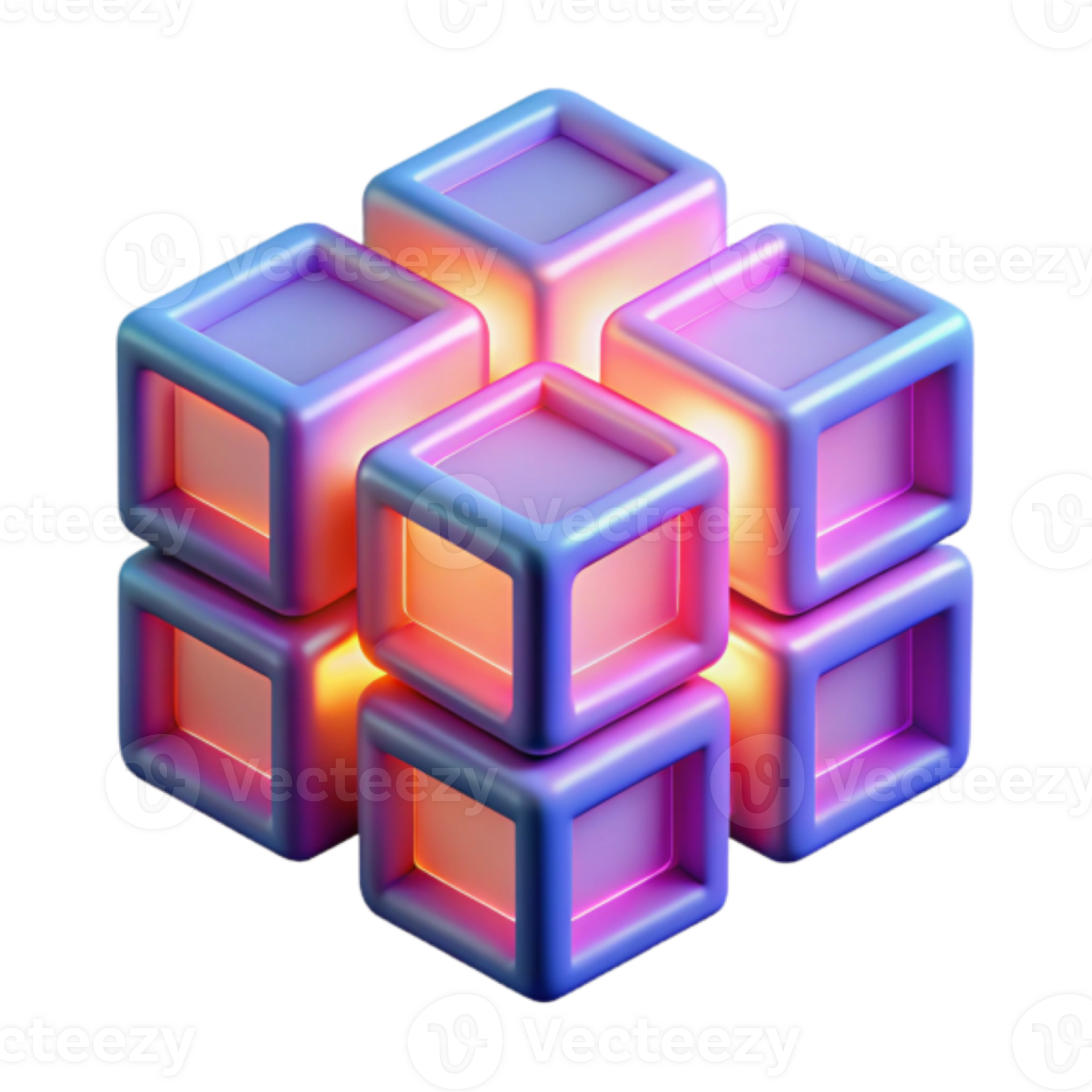 Glowing Cube Abstract 3D Render Interlocking Geometric Shapes 55921286 PNG