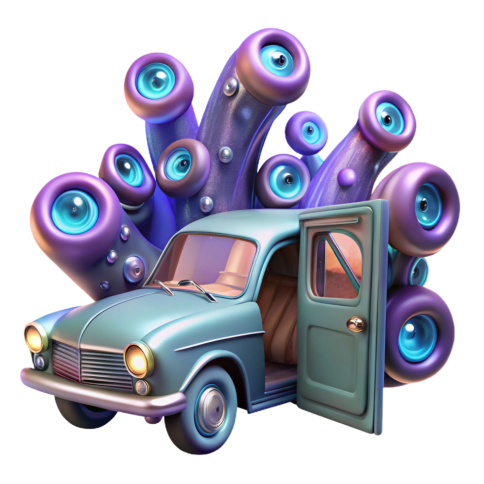 Vintage Car with Surreal Sound System 55921353 PNG