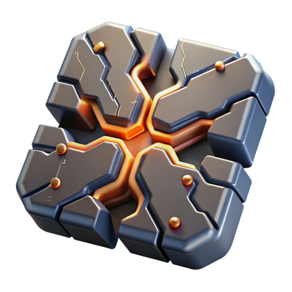 Abstract 3d Render Geometric Structure With Glowing Core 55921934 Png