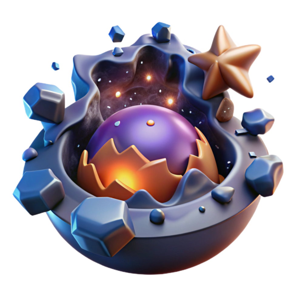 Cosmic Cell 3d Render Of Starry Orb 55923551 Png