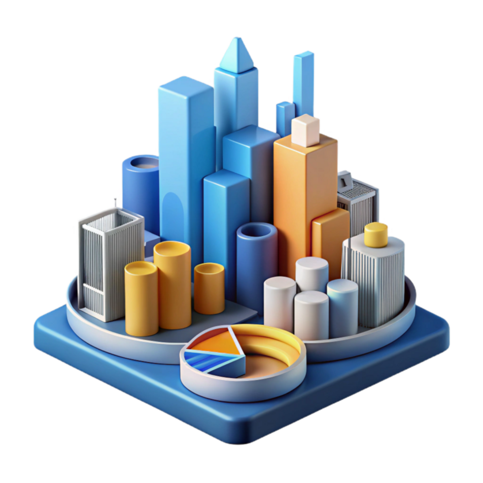 Data Visualization Abstract Cityscape Of 3d Charts And Graphs 55924992 Png