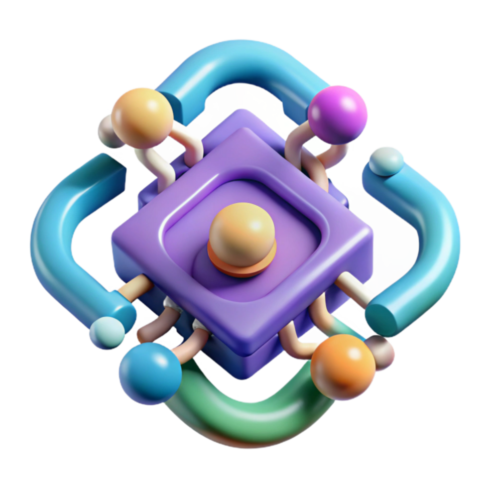 Abstract 3d Render Colorful Interconnected Shapes 55925022 Png