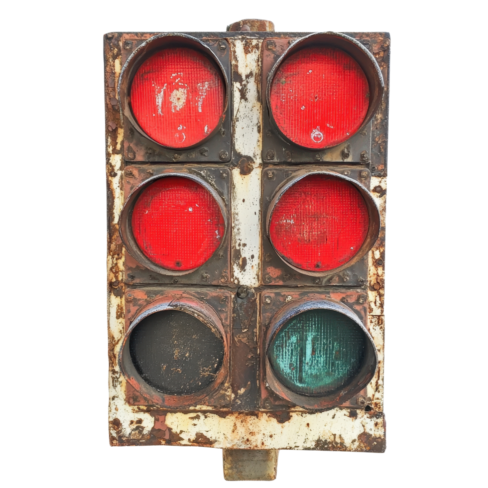 Creative use of a rustic red traffic signal repurposed for artistic ...