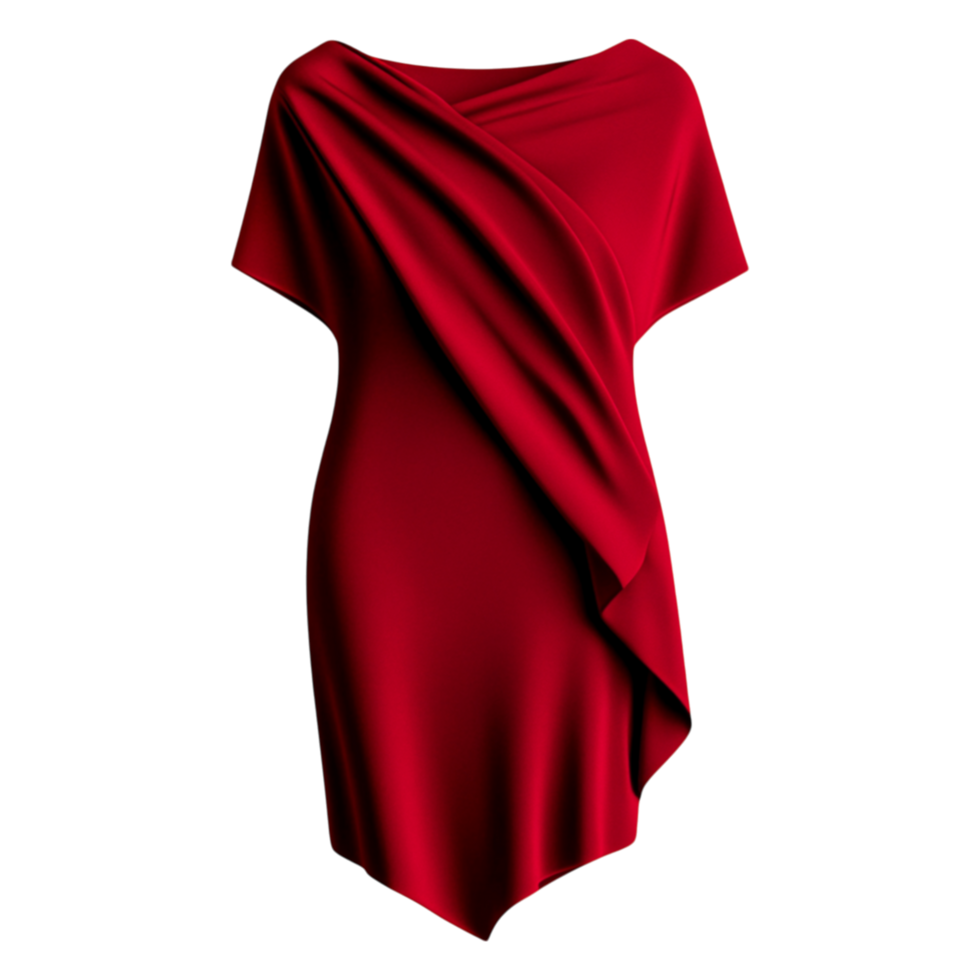 Elegant Red Draped Dress with Unique Asymmetrical Design 55928712 PNG Elegant Red Draped Dress with Unique Asymmetrical Design 55928712 PNG