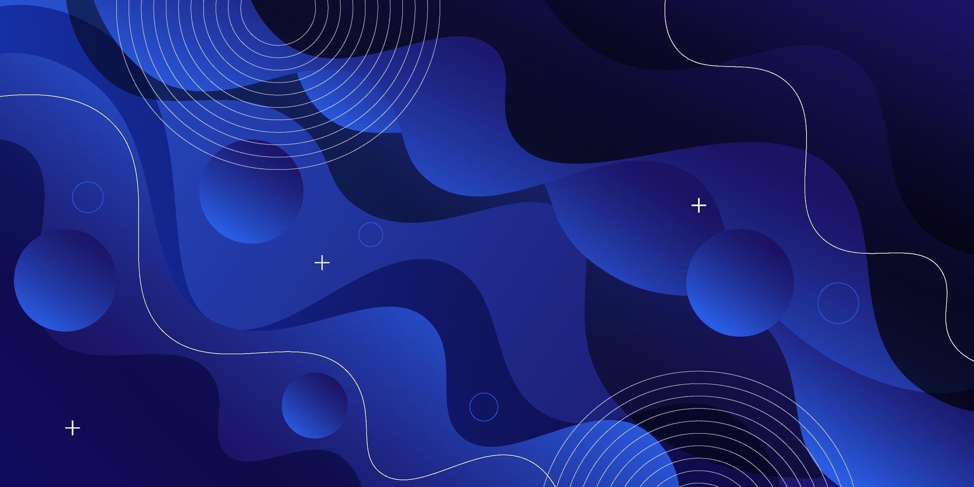Abstract blue gradient wave background with simple shape elements. Dark blue design. Elegant ...