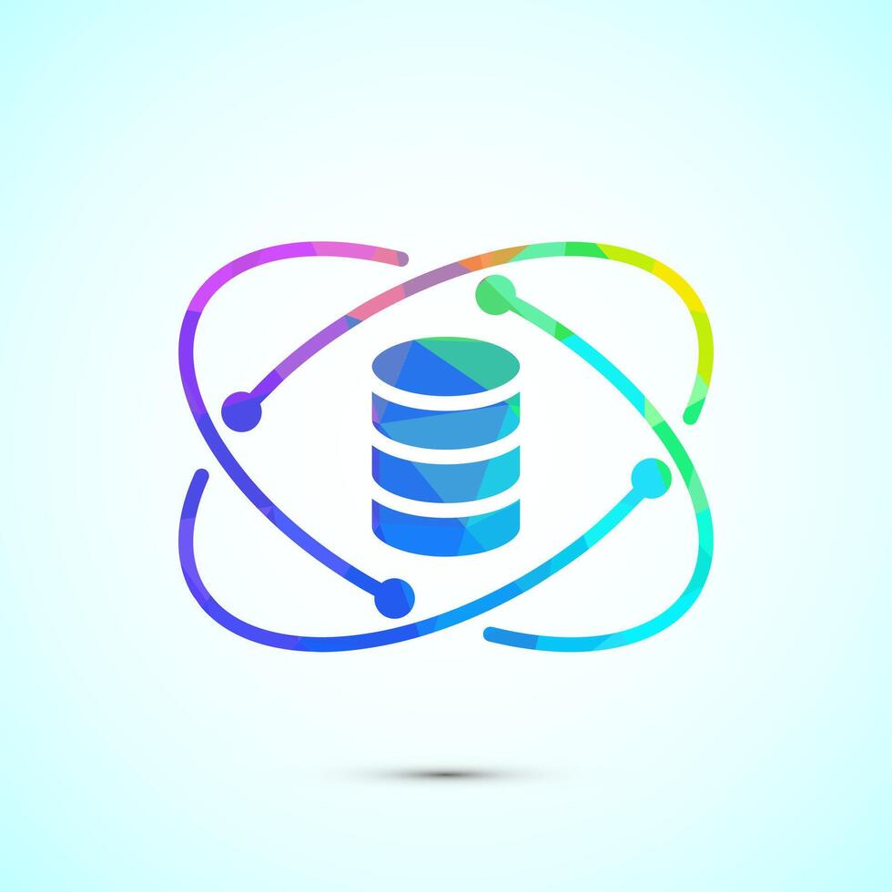 Data science icon illustration. Big data, digital tech icon, low poly ...