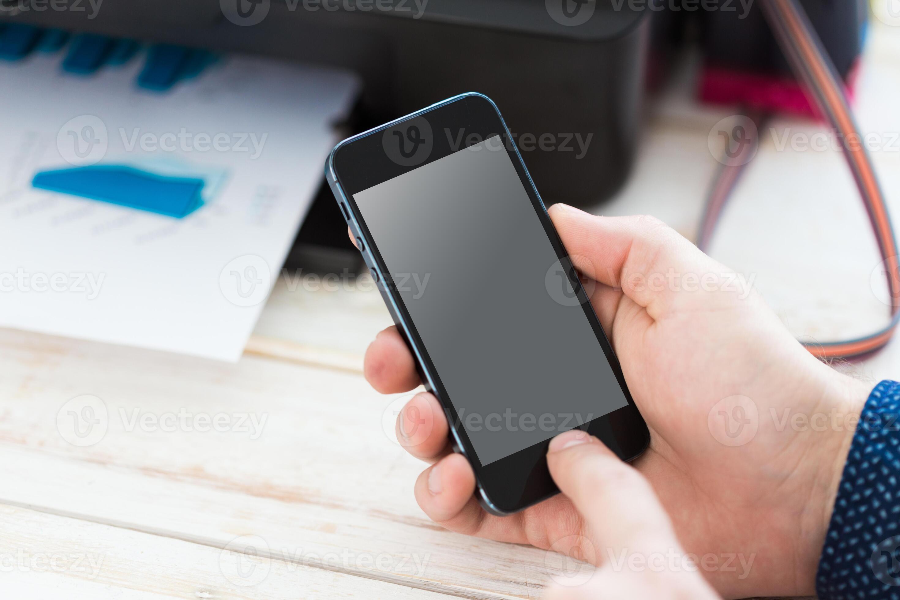 Unrecognizable man using mobile phone 55955567 Stock Photo at Vecteezy