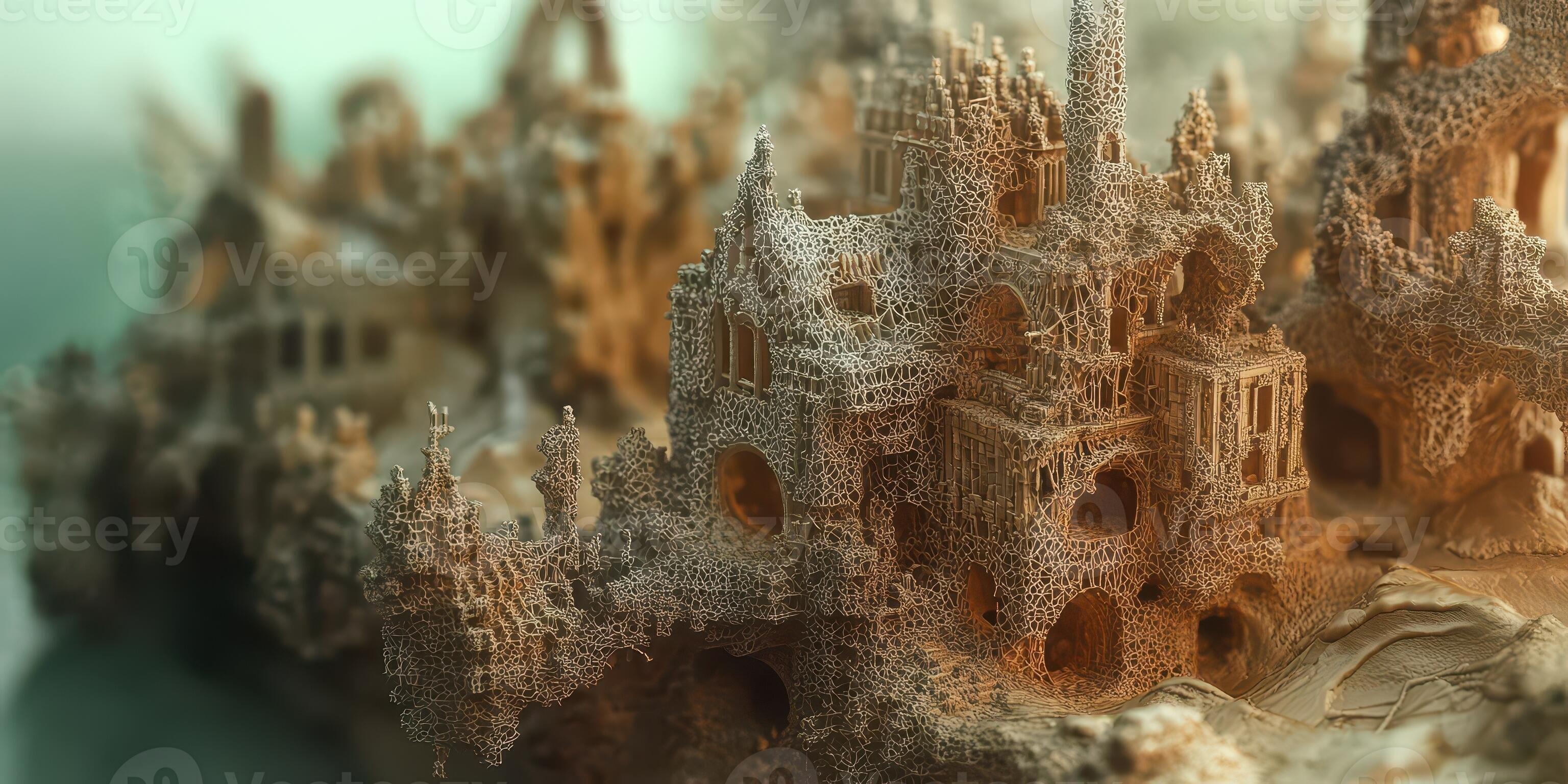 Elaborate fractal structure resembling an ancient architectural complex 55974514 Stock Photo at ...