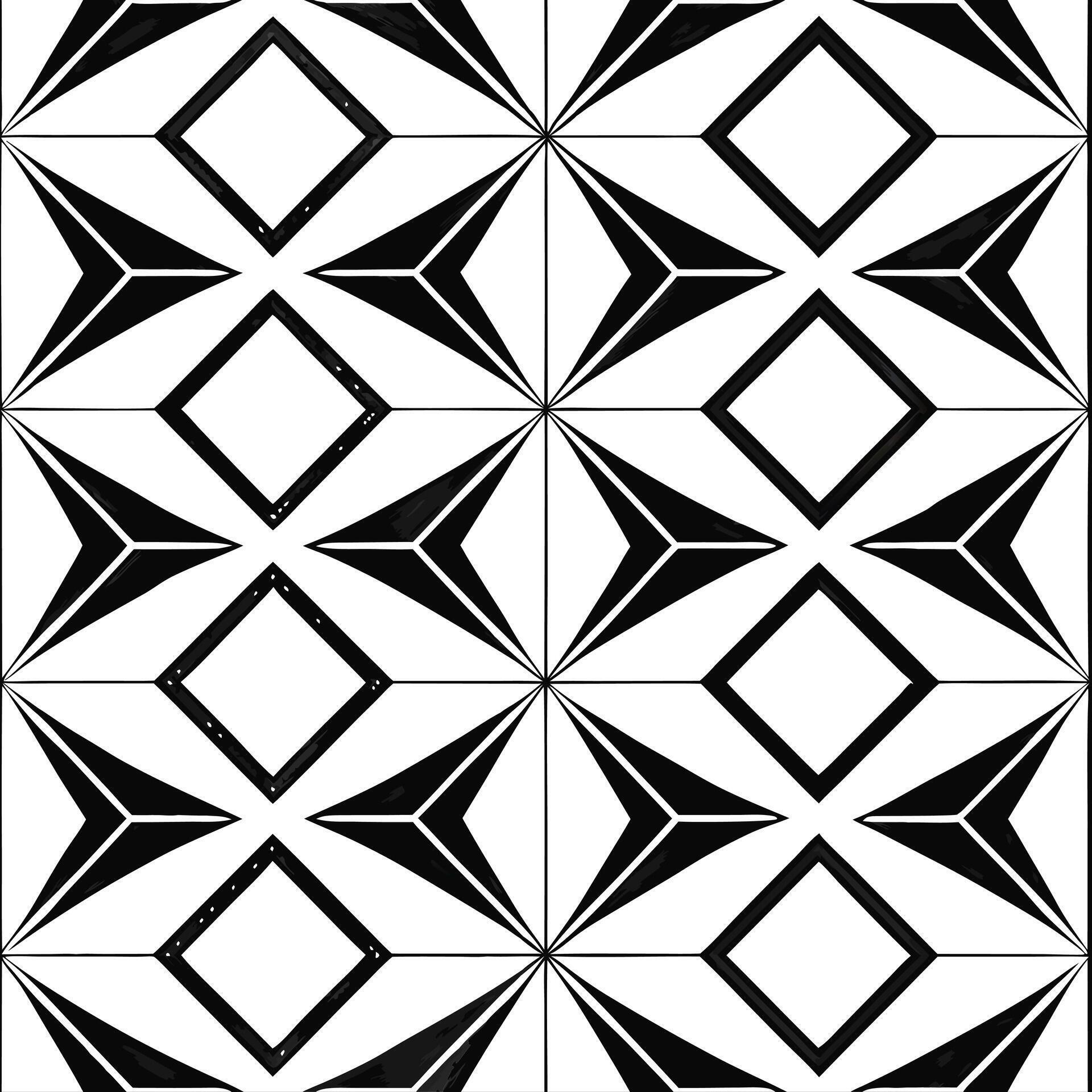 Sleek seamless pattern of techno geometrics arranged in a precise tiled grid with crisp angular ...