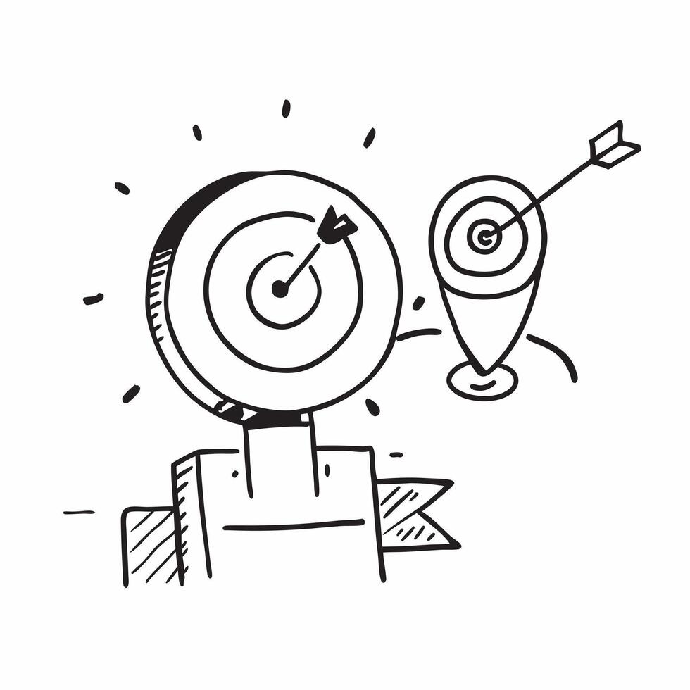 Flat design as Doodle line icon of a target concept as A doodle line ...