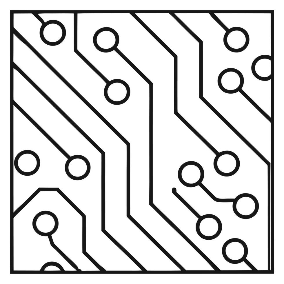 Contemporary techno circuits seamless pattern highlighting structured electronic pathways and ...
