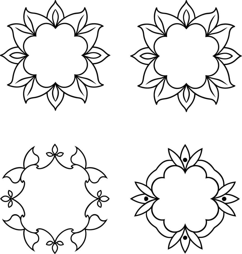 Floral Wreath and Frame Set Minimalist Line Art 55999657 Vector Art at ...