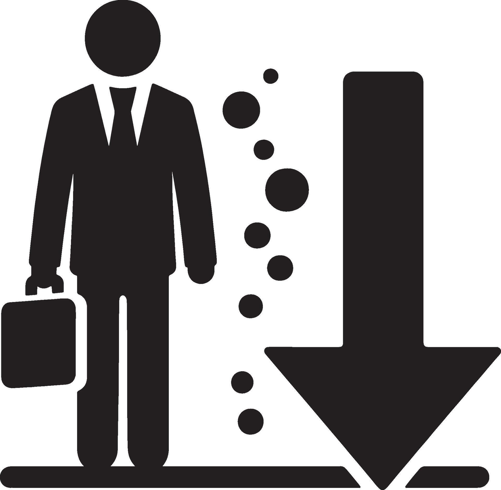 Decrease concept with man icon and arrow 56001234 Vector Art at Vecteezy