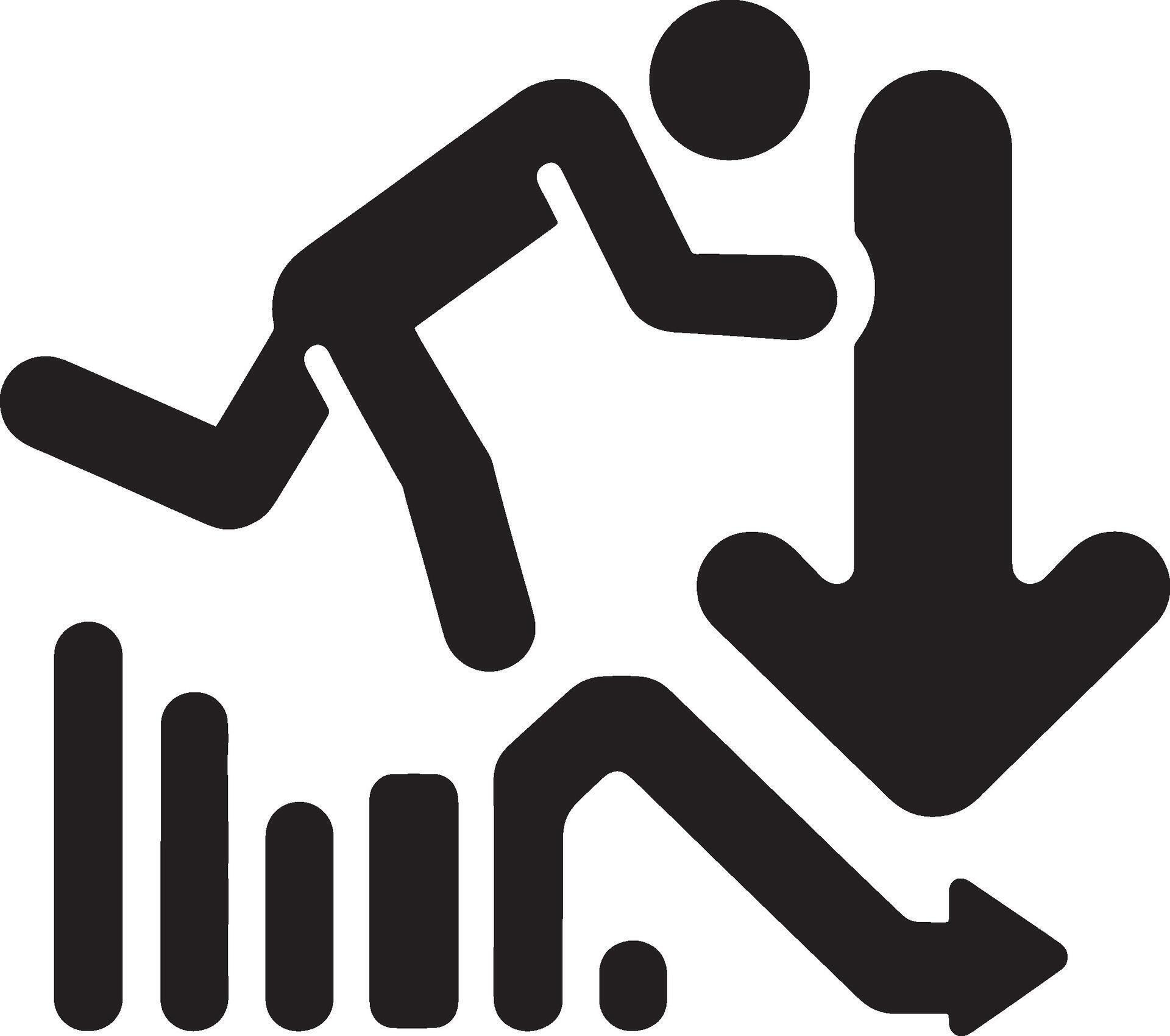 Man silhouette with downward arrow design representing decrease 56001317 Vector Art at Vecteezy