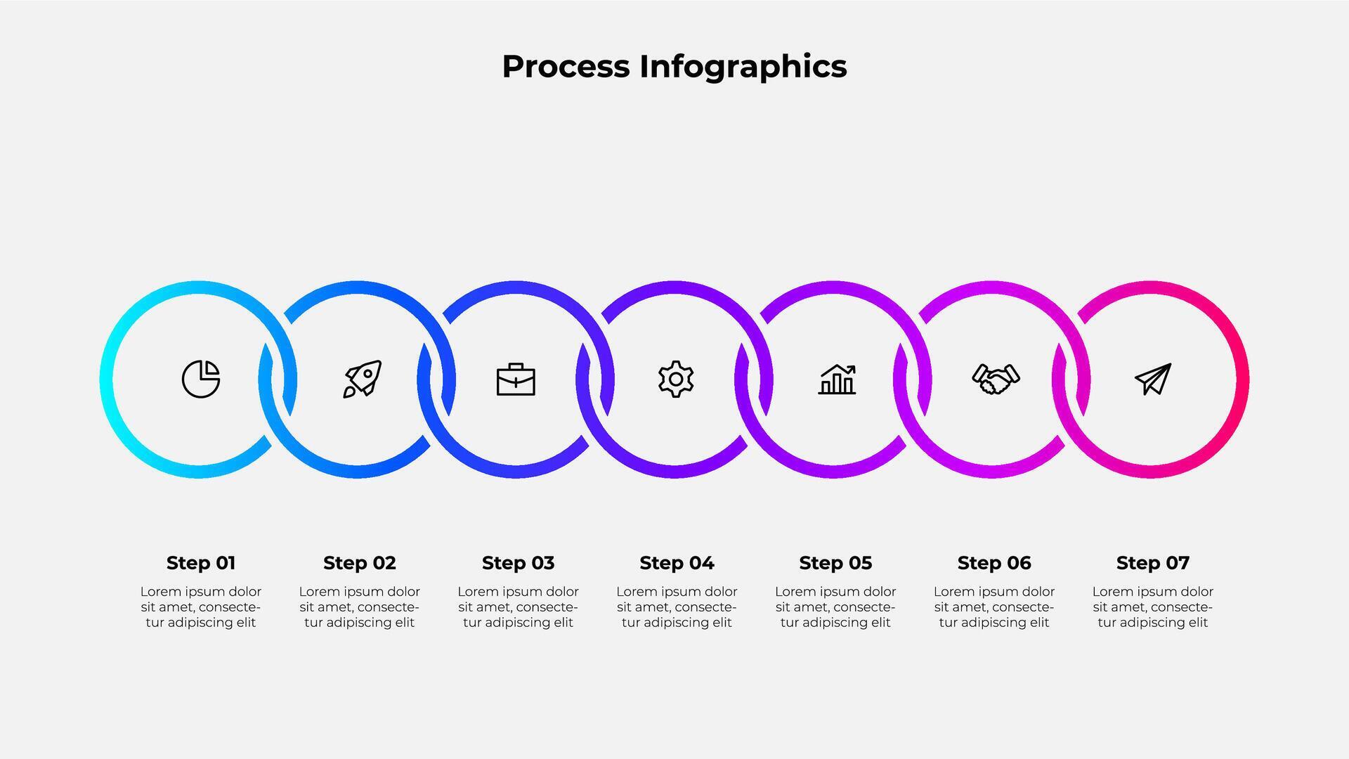 Infographic 7 steps process with circular graphics, suitable for ...
