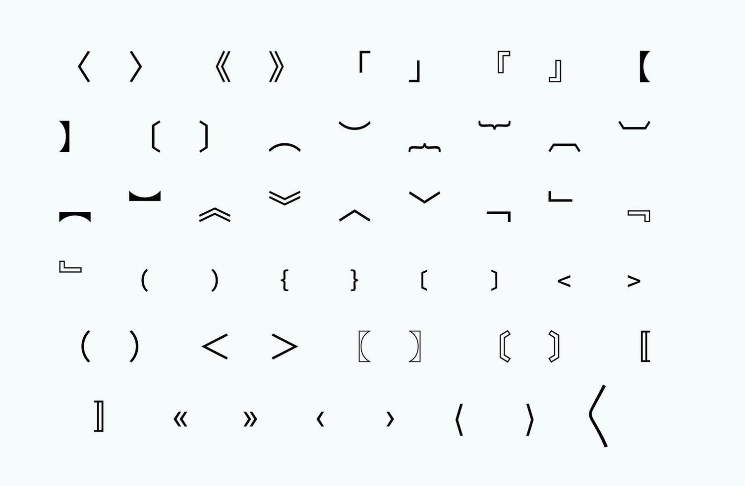 Types of Brackets Symbols and Glyphs Collection 56002966 Vector Art at ...