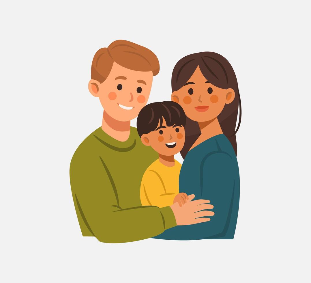 Happy Family Illustration with Parents and Child 56028491 Vector Art at Vecteezy