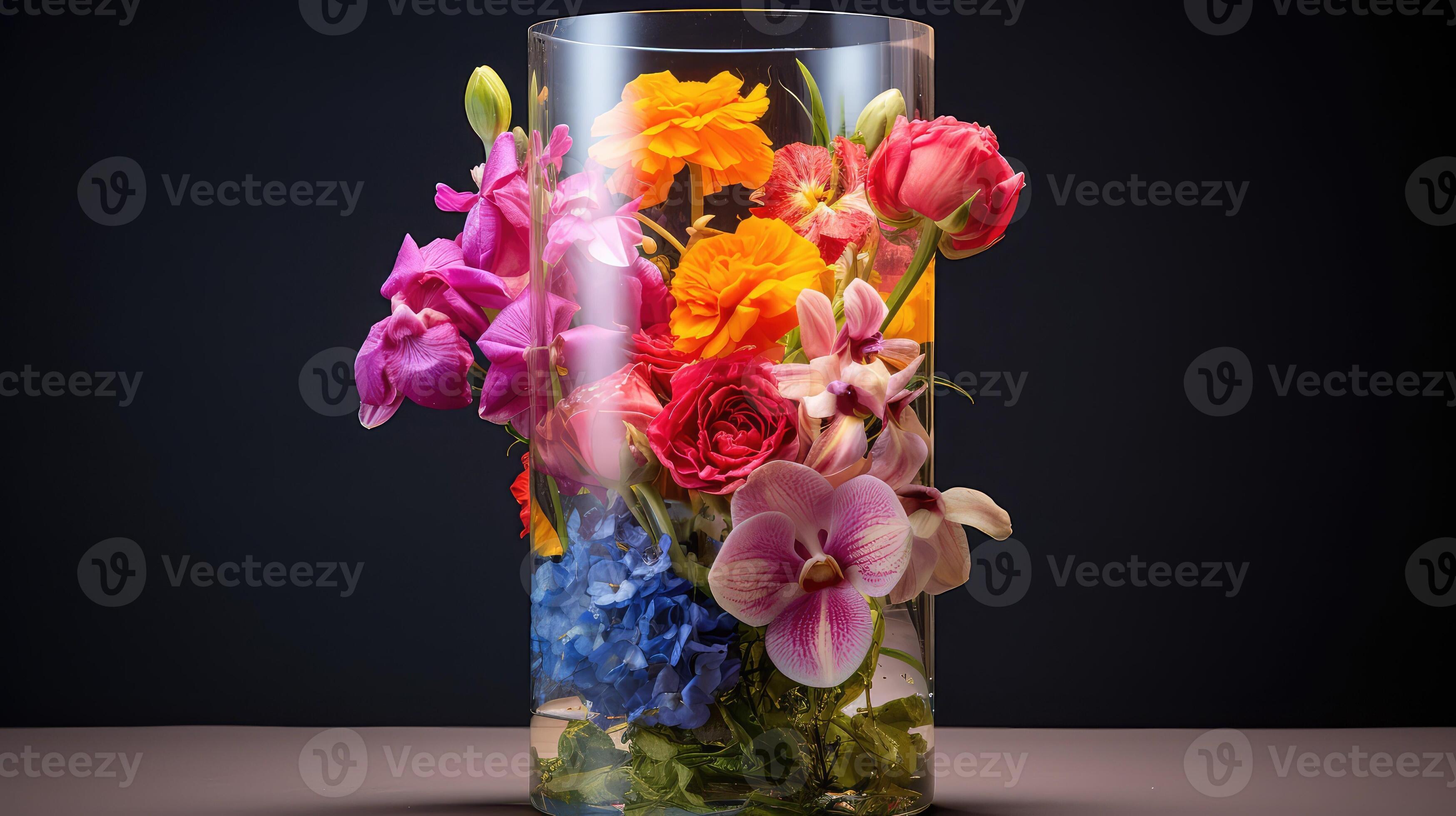 flowers glass cylinder 56064369 Stock Photo at Vecteezy