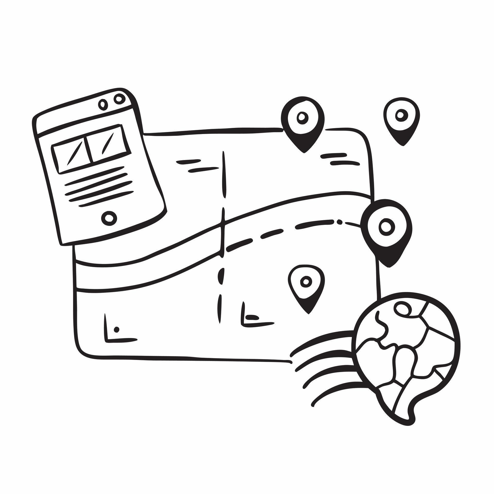 AI algorithm and travel map concept as An AI algorithm icon paired with a travel map symbolizing ...