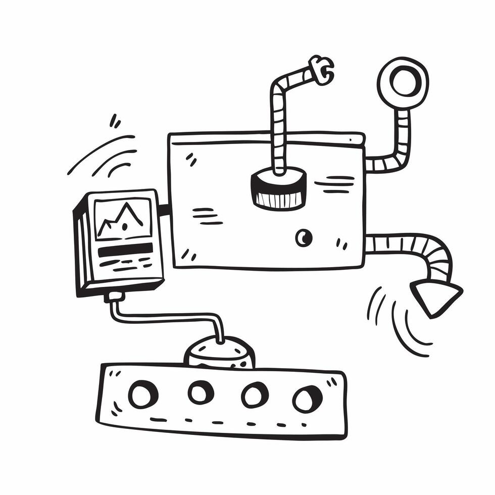 AI robot and assembly line concept as An AI robot icon paired with an assembly line symbolizing ...