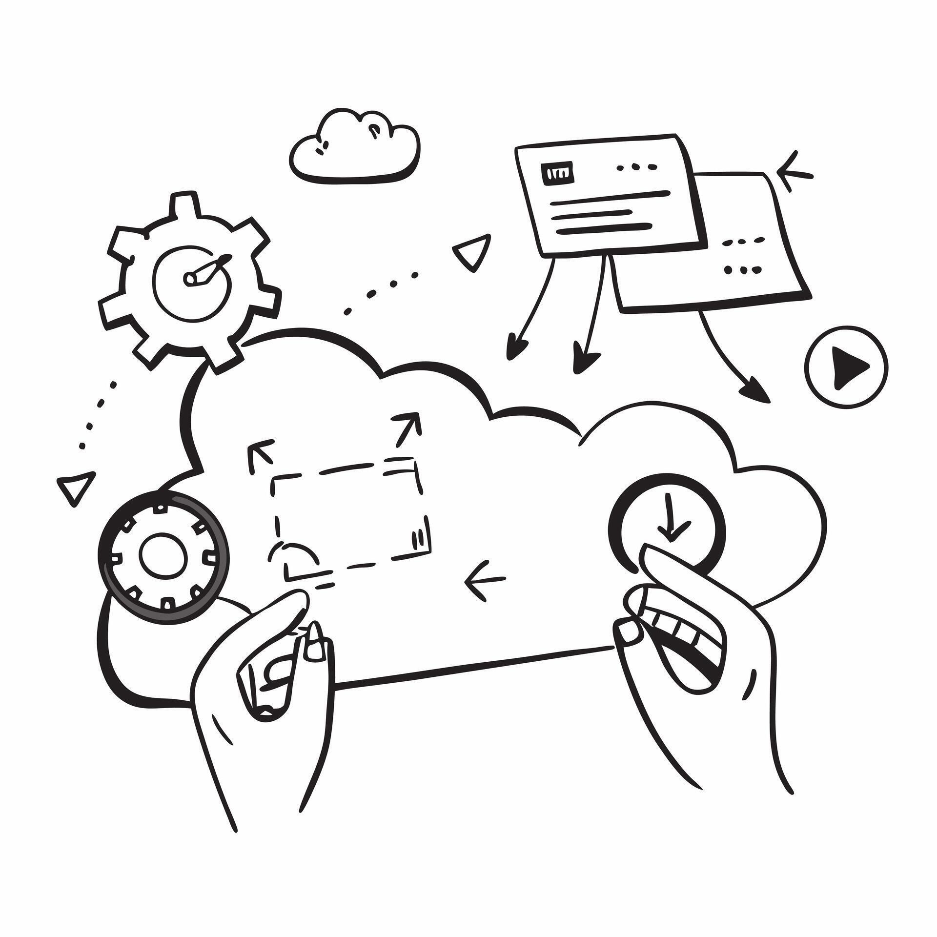 Cloud computing with DevOps integration and development symbols concept ...