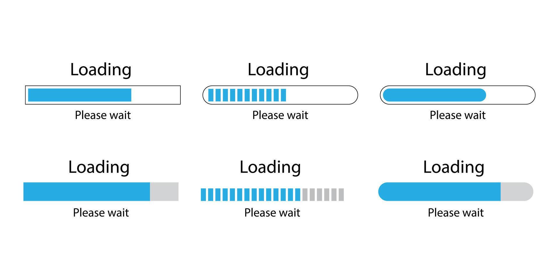Loading bar icon set. Loading or Installing process bar icon. Progress ...