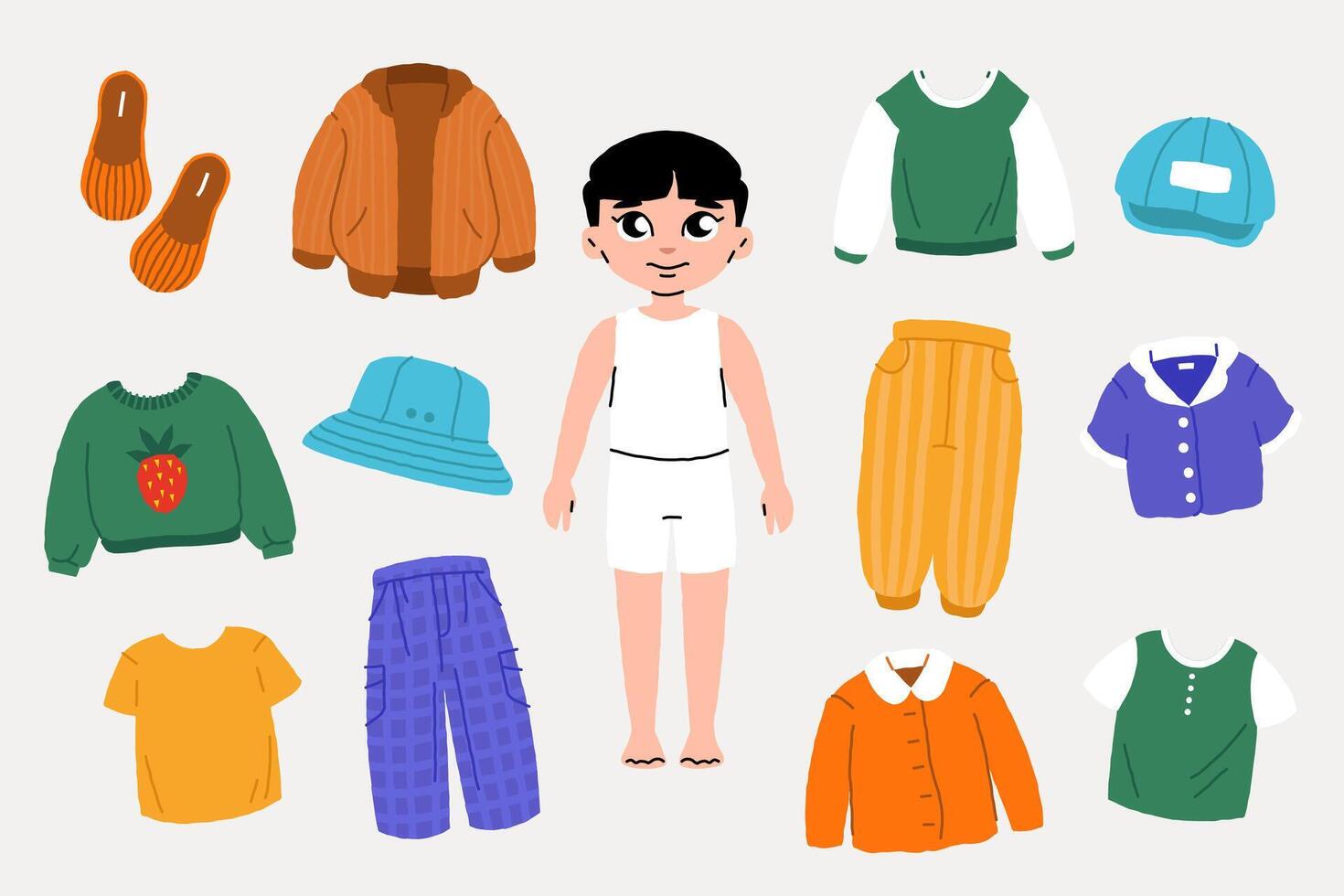 Boy paper doll. Outfit for cute cartoon cutout teenager character with ...