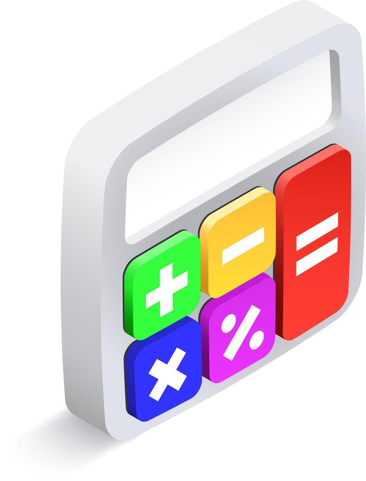 Colorful Calculator Featuring Symbols For Addition Subtraction Multiplication Division