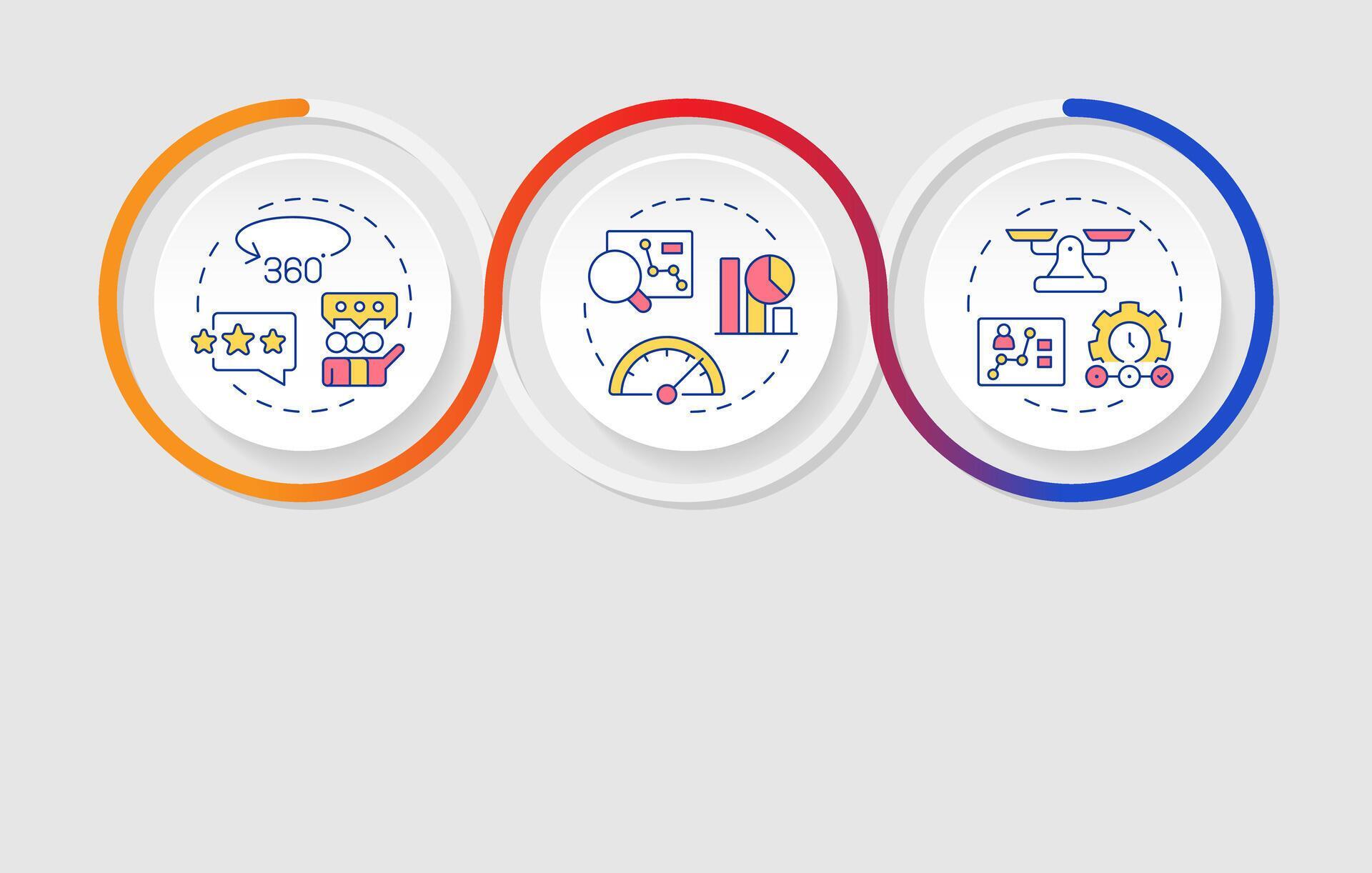 Performance management tools infographic circles flowchart. Business ...