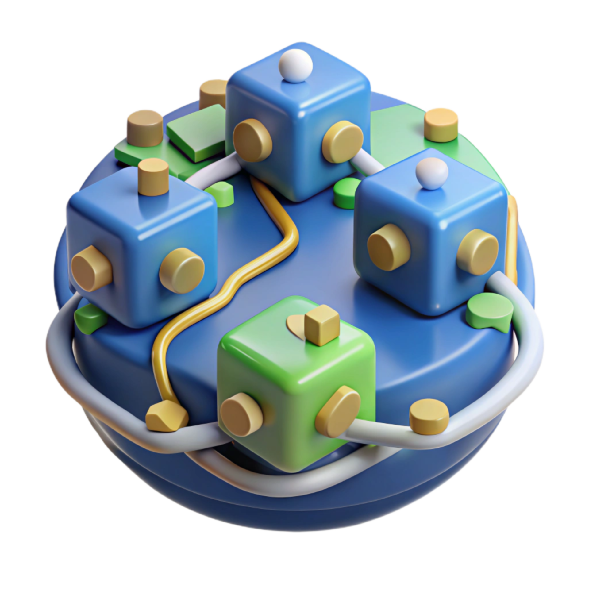 Abstract 3d Network Interconnected Cubes And Pathways 56085799 Png