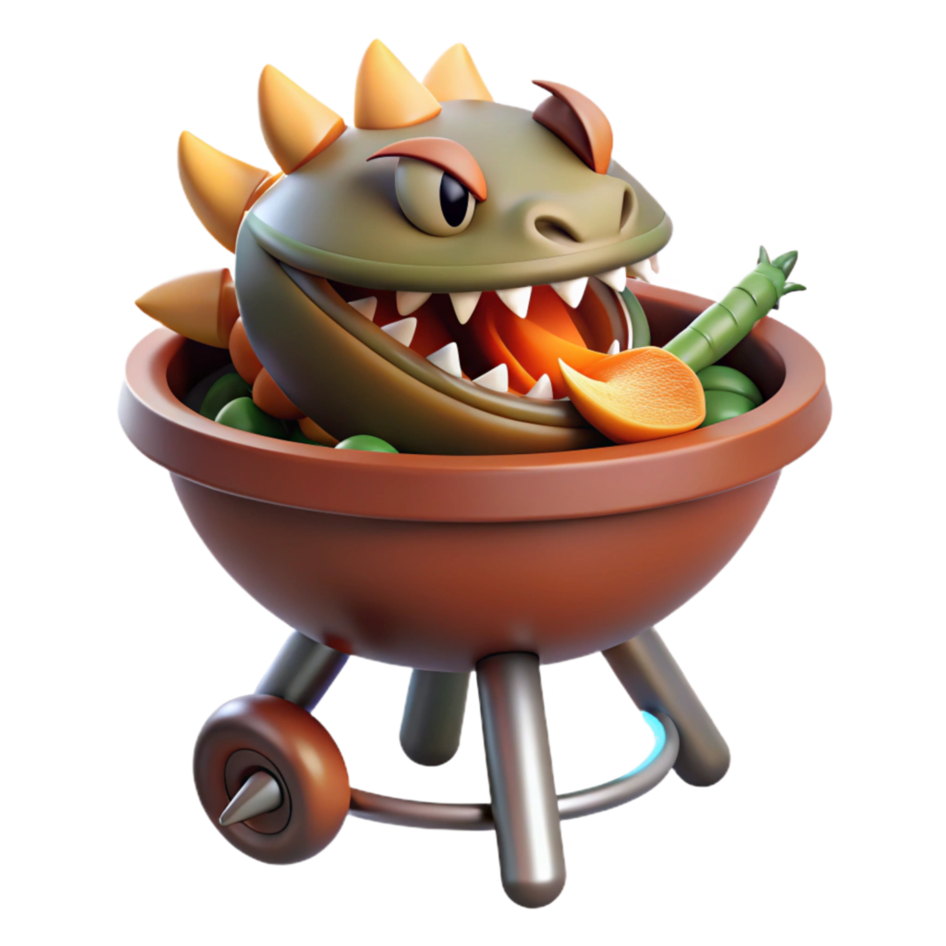 Cartoon Dragon Grilling Vegetables 56086163 PNG