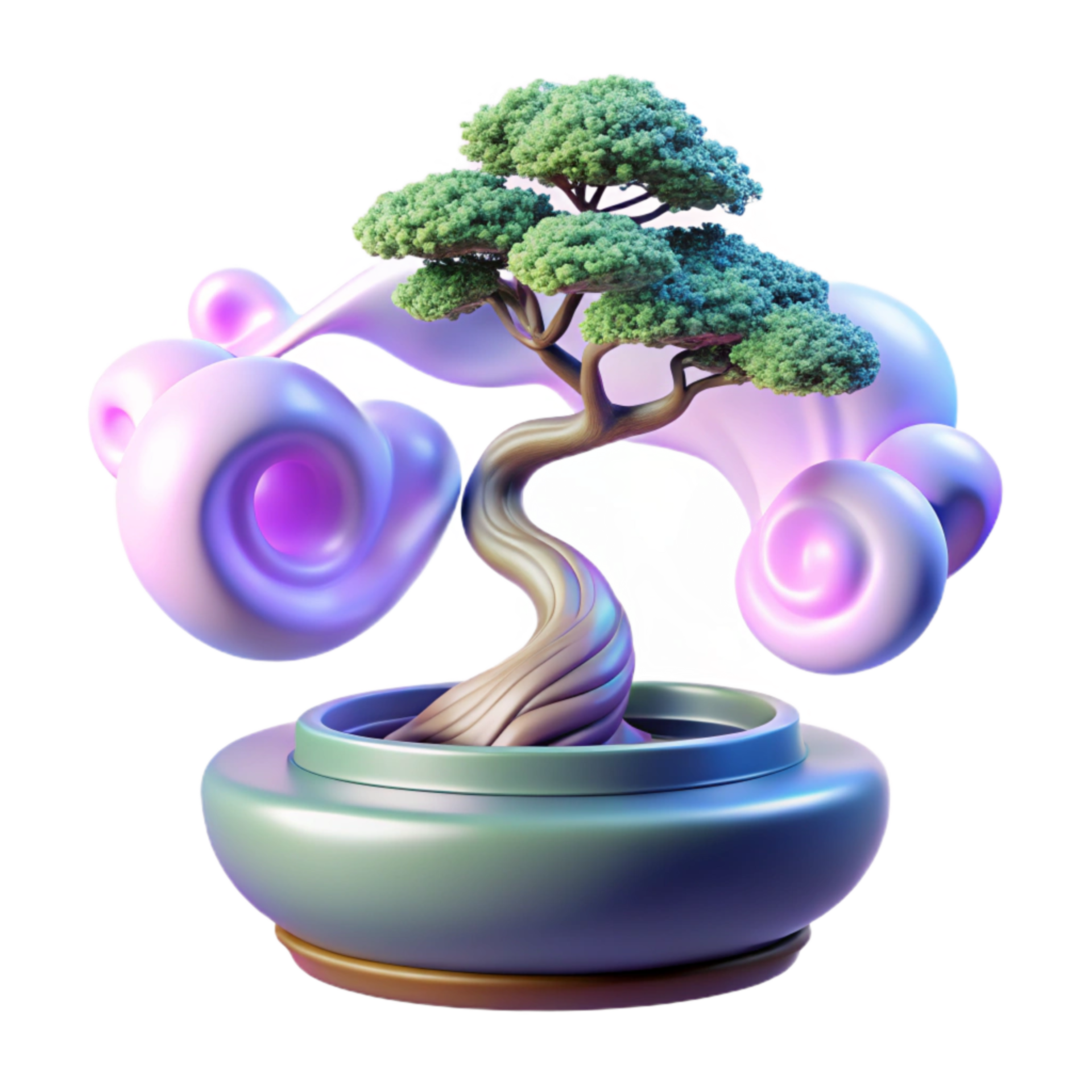 Abstract Bonsai Tree with Swirling Clouds 56086687 PNG