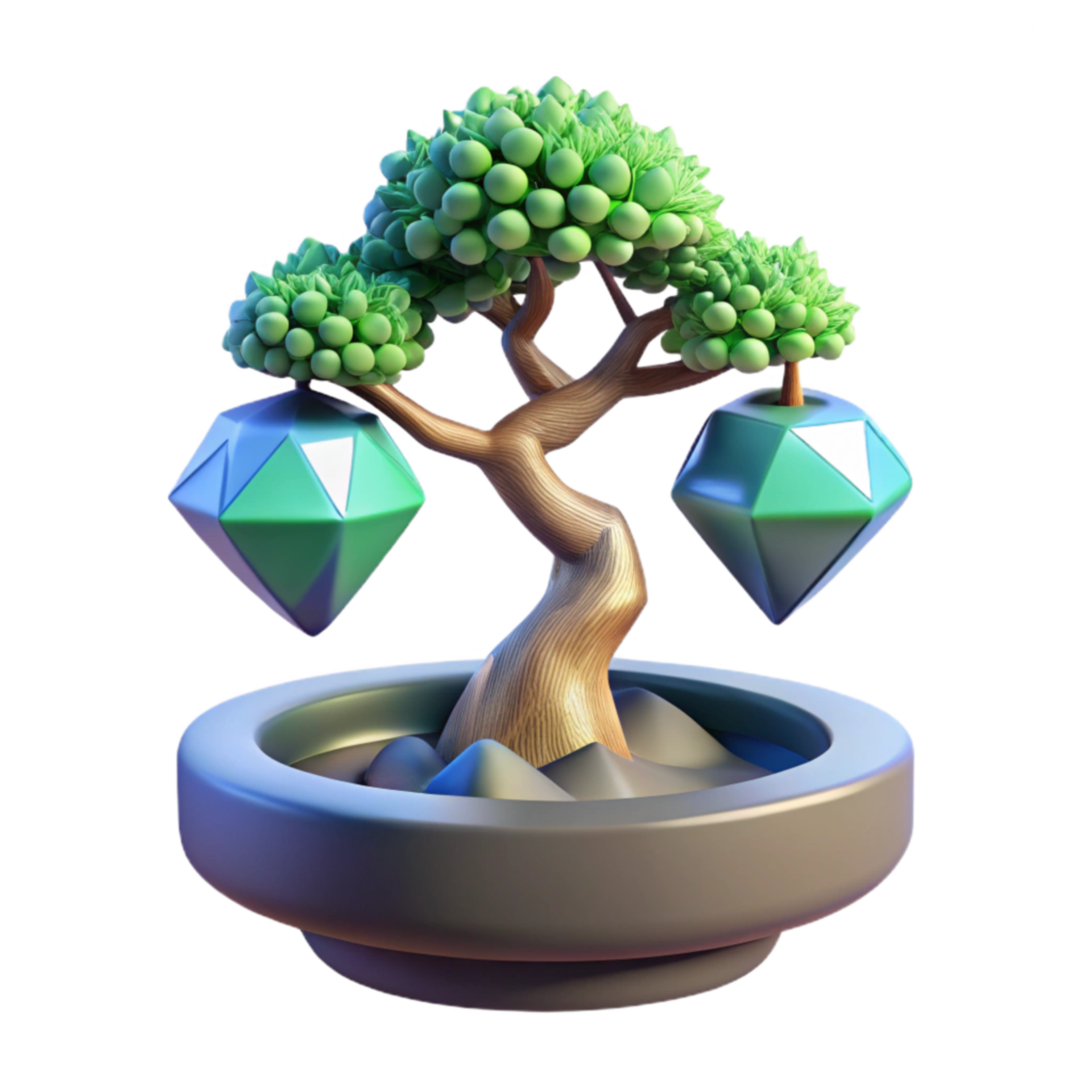 Bonsai Tree with Geometric Gems 56086695 PNG