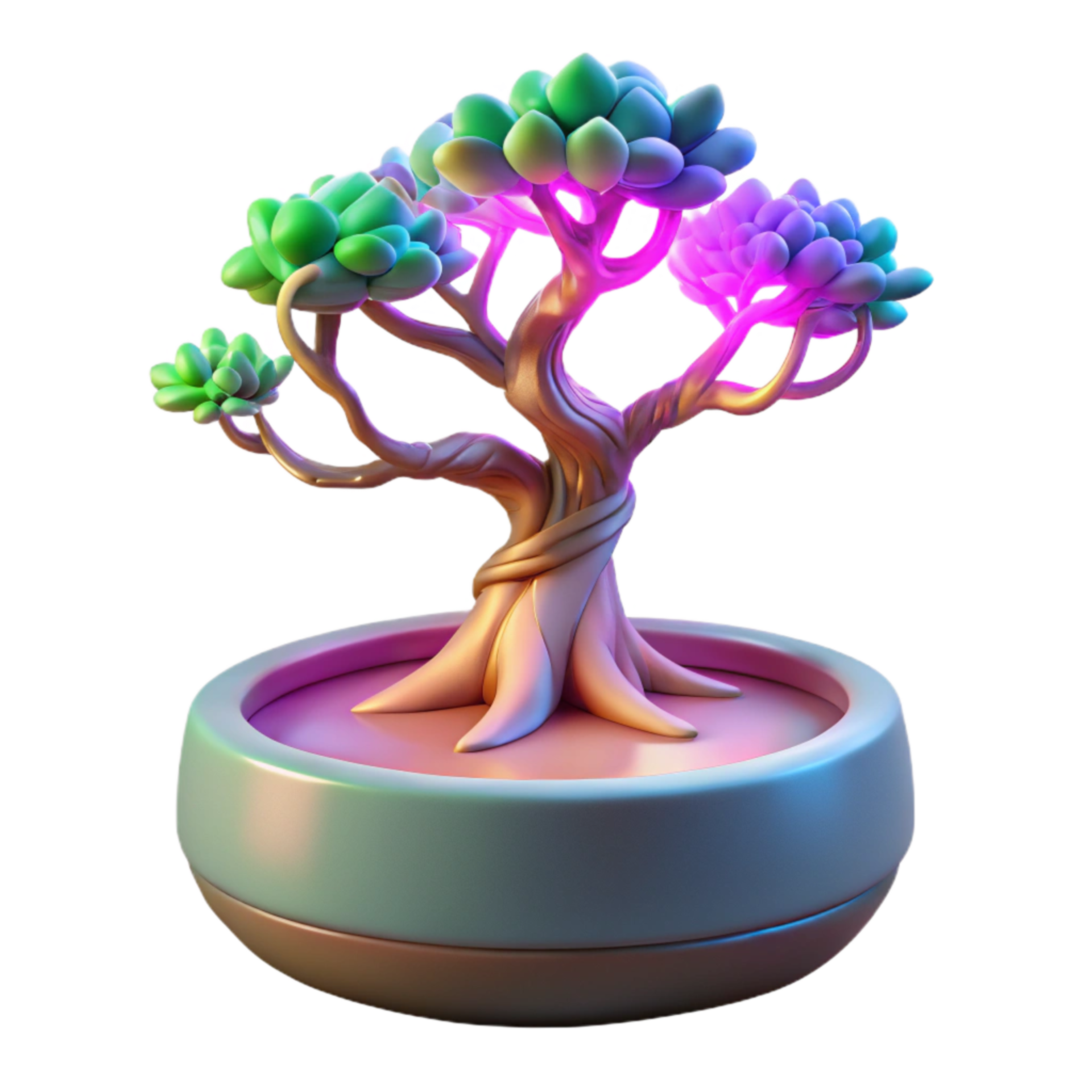 Glowing Bonsai 3D Render of a Neon Tree 56086723 PNG